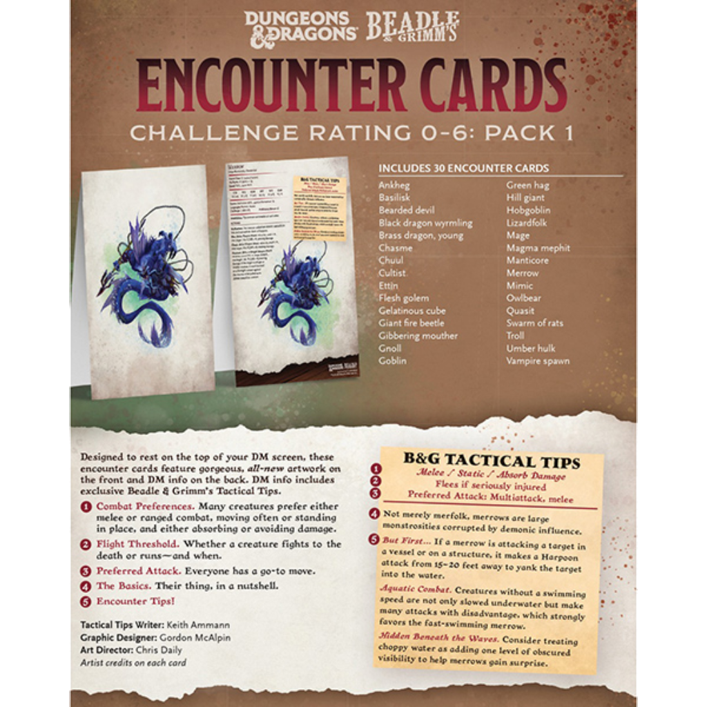 DND 5e Beadle & Grimm's Encounter Cards - CR0-6 Set 1 – Halcyon Games